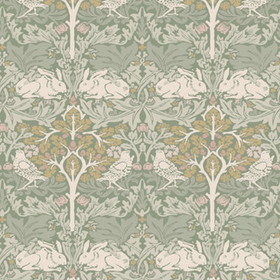 William Morris at Home Brother Rabbit Sage Wallpaper