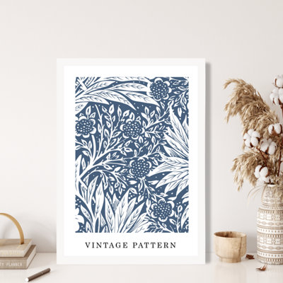 William Morris Blue Pattern Poster with Hanger / 33cm / White | DIY at B&Q