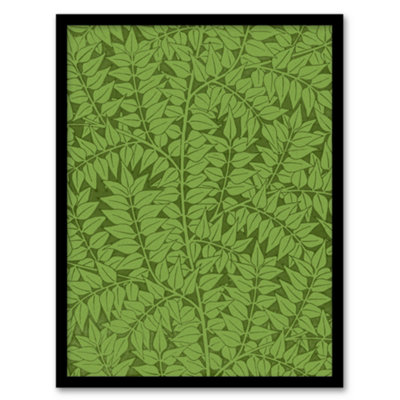 William Morris Framed Wall Art Print Leafy Branch Green Pattern - A3 Size