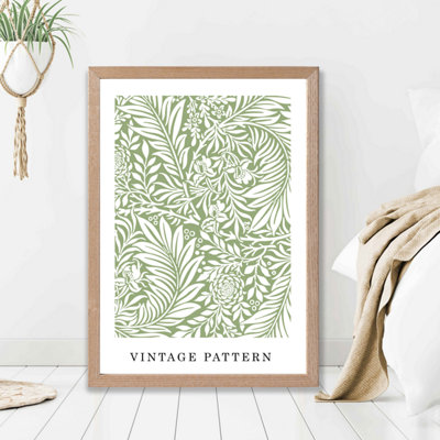 William Morris Green Pattern / Oak Frame / SIZE: A2