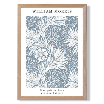 William Morris Marigold in Blue / Oak Frame / SIZE: A2