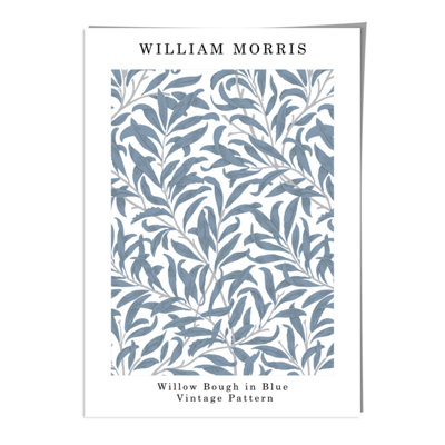 William Morris Willow in Blue Art Print with Black Frame SIZE: A4