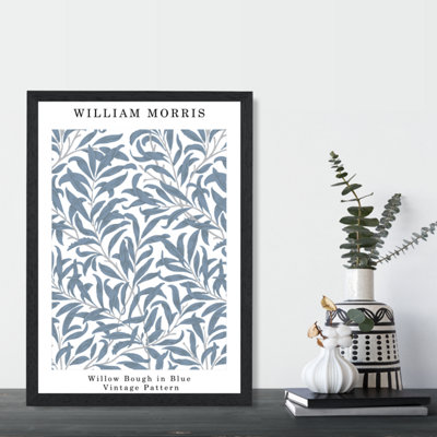 William Morris Willow in Blue Medium Poster with Black Hanger