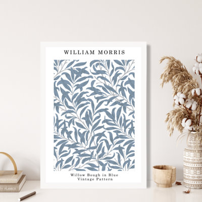William Morris Willow in Blue Poster with Hanger / 33cm / White | DIY ...