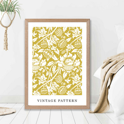 William Morris Yellow Pattern / Oak Frame / SIZE: A2