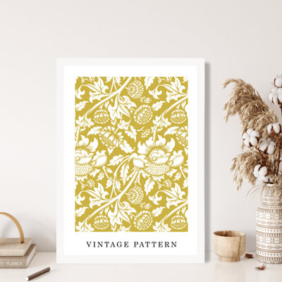 William Morris Yellow Pattern / White Frame / SIZE: A4