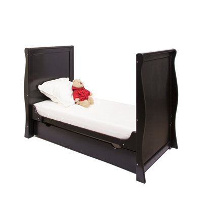 WILLOW BLACK SLEIGH MINI COT BED WITH DRAWER