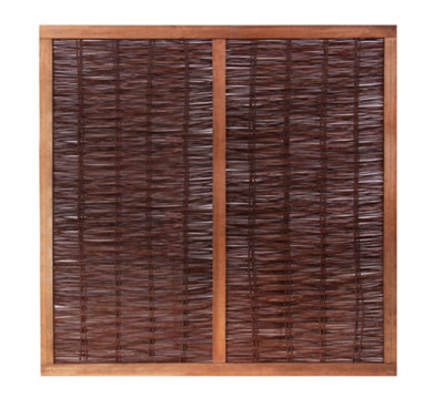 Willow Hurdle Fence Panel Framed Handwoven 6ft x 6ft