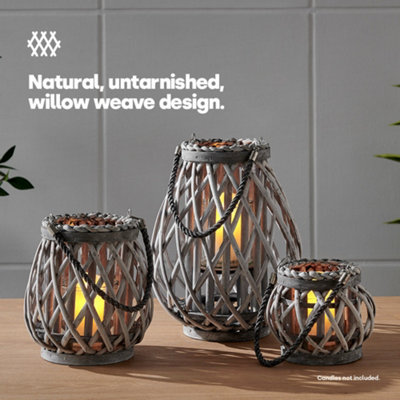WILLOW LANTERNS SET OF 3 - GREY