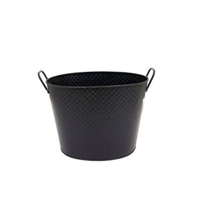 Willow Small Fireside Log Bucket Iron Oval Opening Black Matte Finish