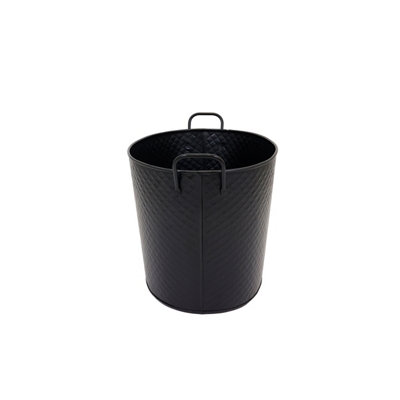 Willow Small Fireside Log Bucket Iron Oval Opening Black Matte Finish