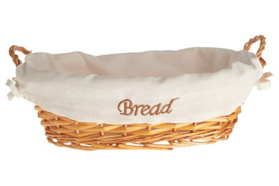Willow Small Oblong Wicker Bread Basket With Cream Inner
