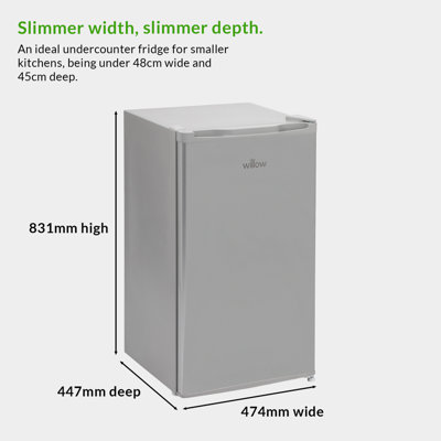 Willow W48UFIS 101L Under Counter Fridge with Reversible Door, Chill ...