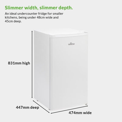 Willow W48UFIW 101L Under Counter Fridge with Reversible Door, Chill ...