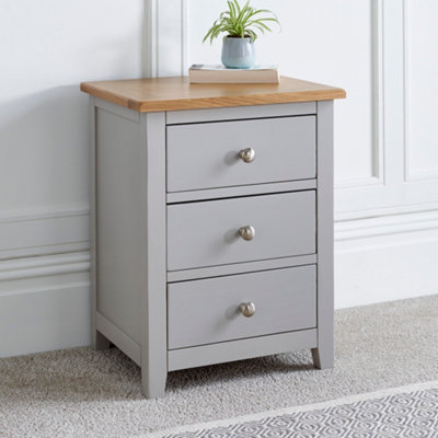Wilmslow Light Grey 3 Drawer Bedside Table | DIY at B&Q