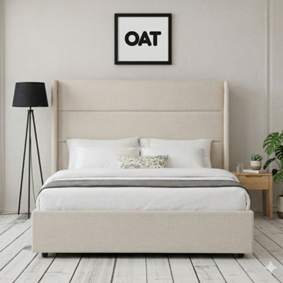 Wilmslow Winged Headboard Upholstered Ottoman Storage Double Bed Frame ...