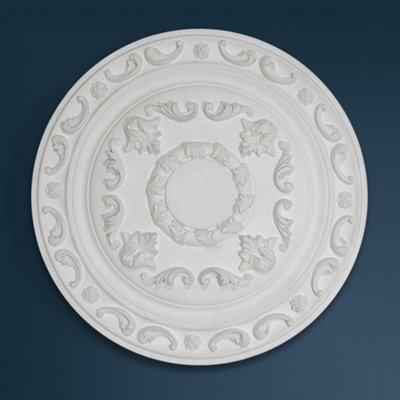 Wilton Plaster - WCP-04 - Small Leaf & Scroll Plaster Ceiling Rose ...