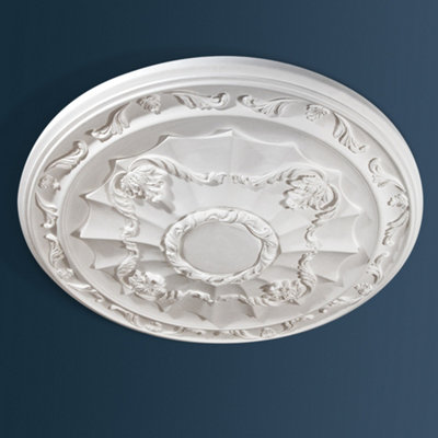 Wilton Plaster - WCP-06 - Large Leaf & Scroll Plaster Ceiling Rose ...