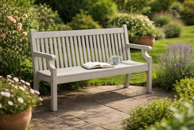 Winawood Sandwick 3 Seater Wood Effect Bench - Stone Grey