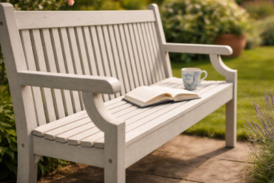 Winawood Sandwick 3 Seater Wood Effect Bench - Stone Grey