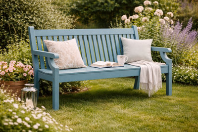 Winawood Sandwick 4 Seater Wood Effect Bench - Powder Blue