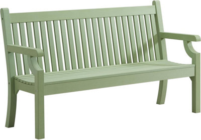Winawood Sandwick Polymer Wood Effect 3 Seat Garden Bench - Duck Egg Green