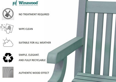 Winawood Sandwick Polymer Wood Effect 3 Seat Garden Bench - Powder Blue