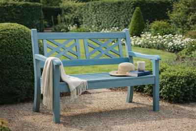 Winawood Speyside 2 Seater Wood Effect Bench - Powder Blue