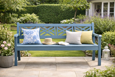 Winawood Speyside 4 Seater Wood Effect Bench - Powder Blue