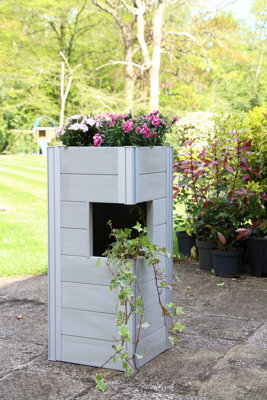 Winawood Wood Effect Pillar Planter - Stone Grey