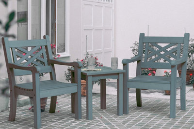 Winawood Wood Effect Side Table - L49.3cm x D49.3cm x H53cm - Powder Blue