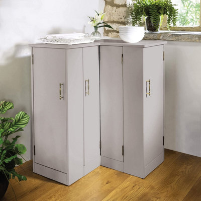 Winchcombe Corner Storage Cupboard Putty Grey Kitchen L Shaped Wooden Cabinet Unit Measures 87.5 x 68