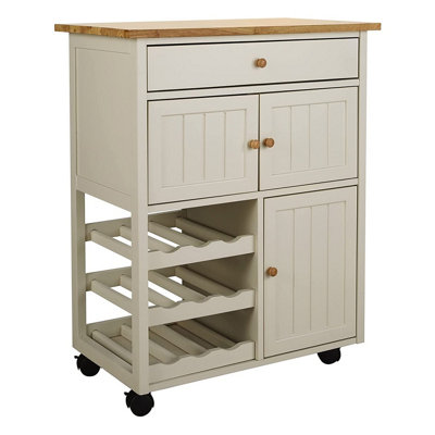 Winchcombe Grey Kitchen Island Trolley with Wheels, Cabinet Storage ...