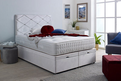 Winchester Plush Velvet Ottoman Storage Bed, with Pocket Mattress - 3ft ...