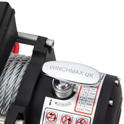 WINCHMAX 13,500lb Military Grade 12v Winch. 26m Steel Rope. Remote ...