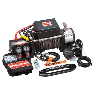 WINCHMAX 13,500lb Military Grade 12v Winch. 28m Dyneema Synthetic Rope ...