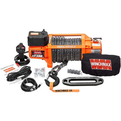 WINCHMAX 17,500lb (7,938kg) Original Orange 12v Electric Winch, Dyneema ...