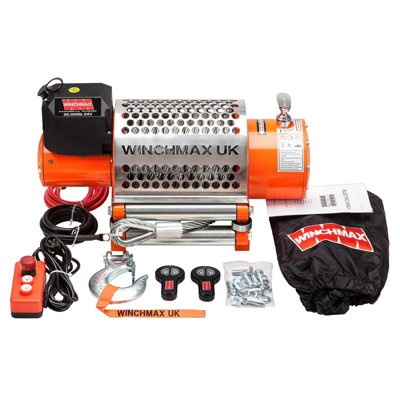 WINCHMAX 20,000lb (9,072kg) Heavy Recovery 24V Winch. 25m x 14mm Steel ...
