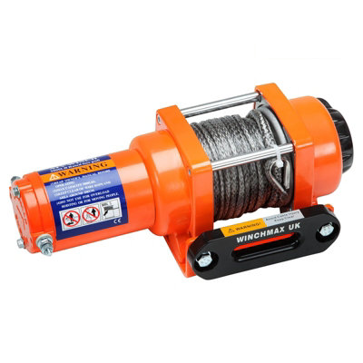 WINCHMAX 3,000lb 12v Electric Winch. 15.5m Dyneema Synthetic Rope ...