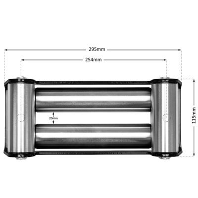 WINCHMAX Large Roller Fairlead, Black. Heavy Duty Zinc Plated Rollers.