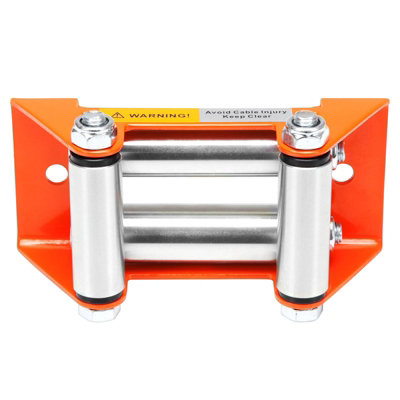 WINCHMAX Roller Fairlead, Small, Orange. Zinc Plated Rollers.