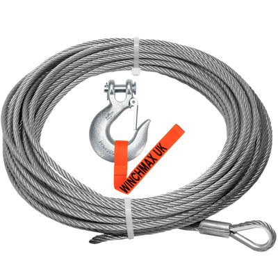 WINCHMAX Steel Rope 25m X 14mm, Hole Fix. 1/2 Inch Clevis Hook. For ...