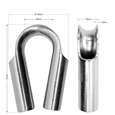 WINCHMAX Tubular Rope Thimble (PAIR) Stainless Steel for 10-12mm ...