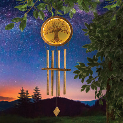 Wind Chime with Tree of Life Design, Solar Powered Garden Décor with ...