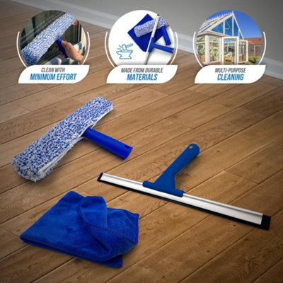 Window Cleaning Set Rubber Squeegee and Microfibre Washer Glass Cleaner ...