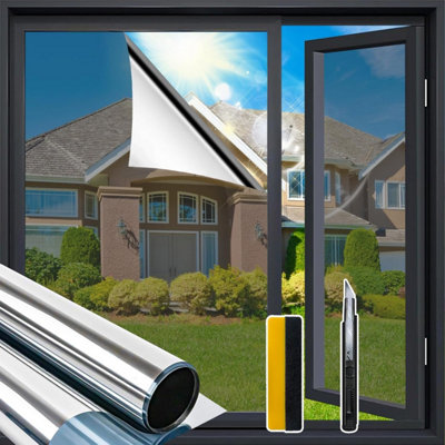 Window Film One Way Mirror Film Daytime Privacy Static Self Adhesive ...