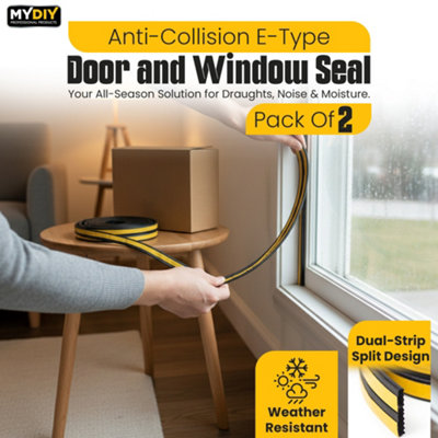 Window Seal Strip 5M x 4mm x 9mm 2 Pack E Type Splits into 2 Strips ...