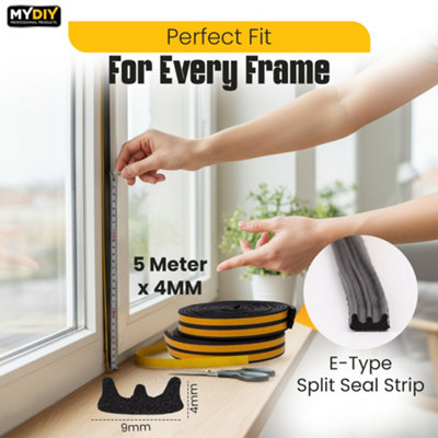 Window Seal Strip 5M x 4mm x 9mm 2 Pack E Type Splits into 2 Strips ...