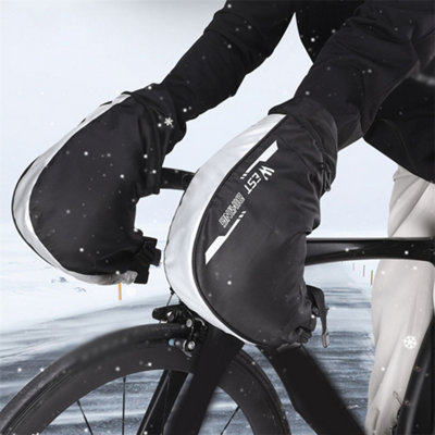 Windproof Thermal Bike Handlebar Mittens Bicycle Warm Handlebar Cover ...