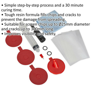 Windscreen Chip & Crack Repair Kit - Tough Resin Formula - Car Window ...